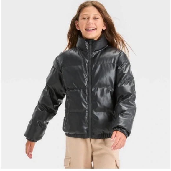 art class | Jackets & Coats | Art Class Girls Black Faux Leather Puffer ...